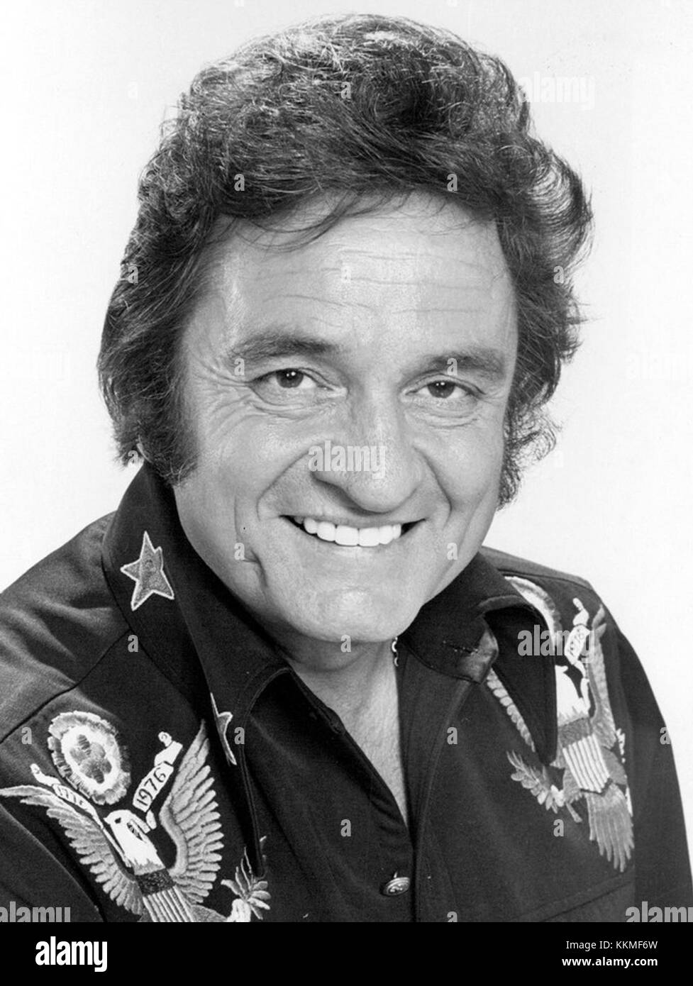 A portrait of Johnny Cash, the American singer-songwriter, from 1977 ...