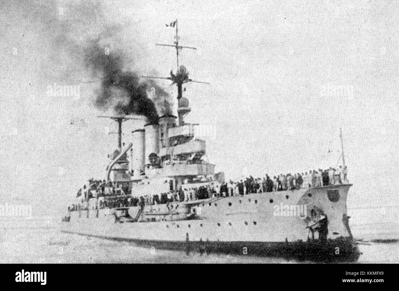The German battleship Elsass was photographed off Kiel, Germany, on ...