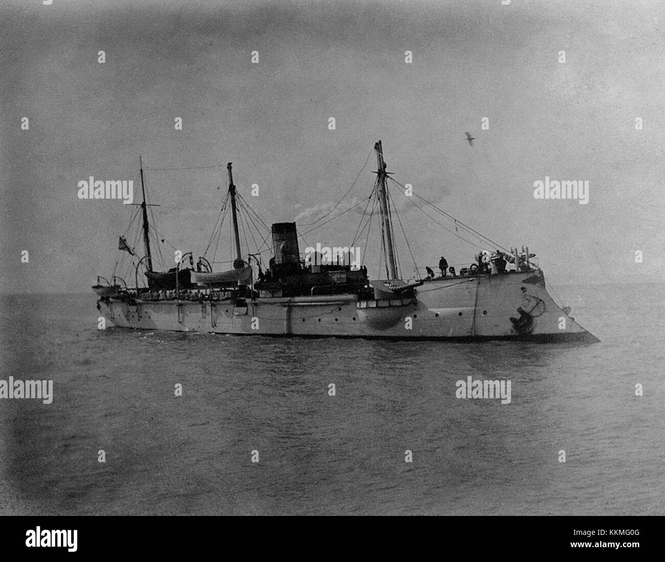 The Koreets, a Russian steamship, is depicted in the port of Chemulpo ...