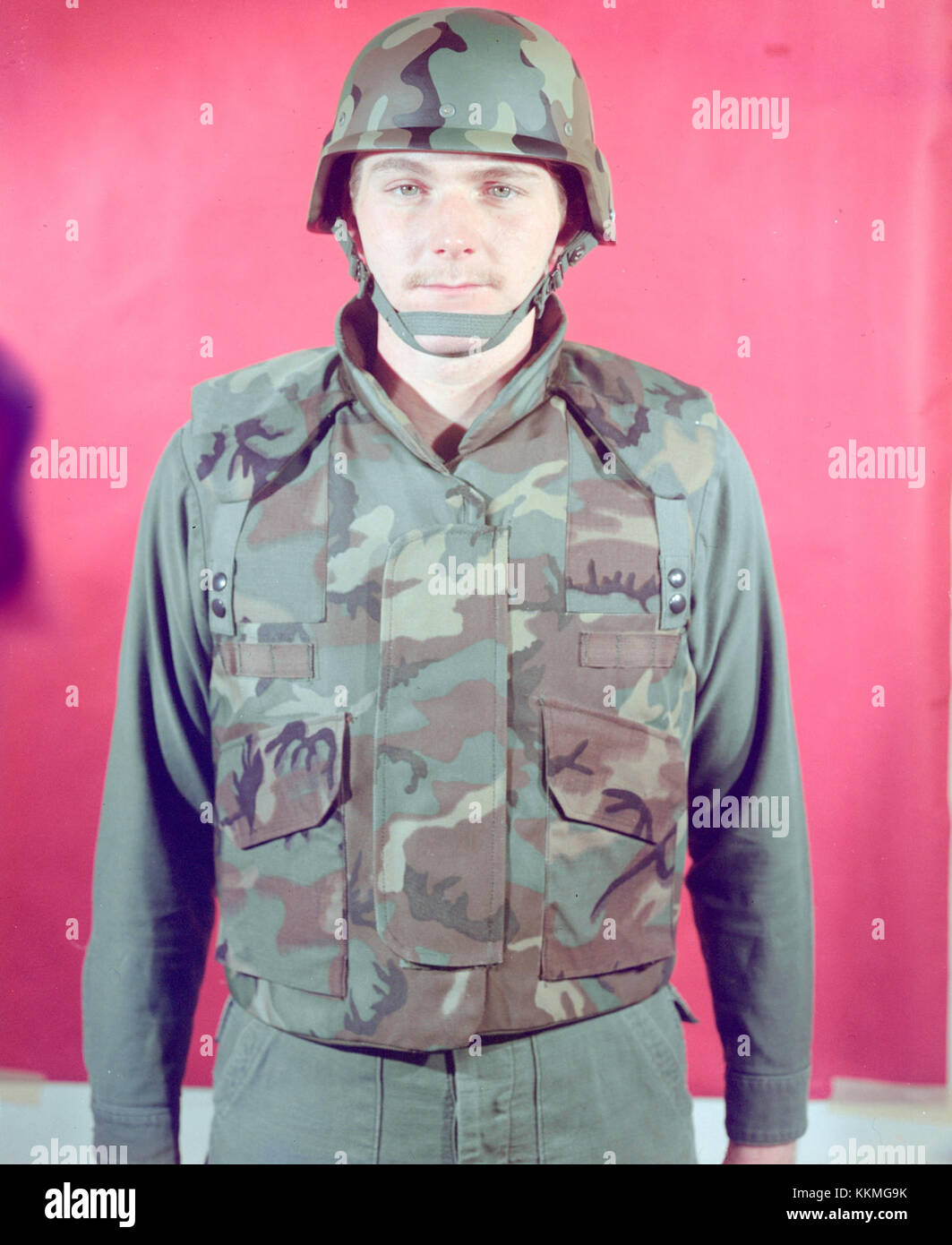 Man modelling early protoype of PASGT in 1975 Stock Photo - Alamy