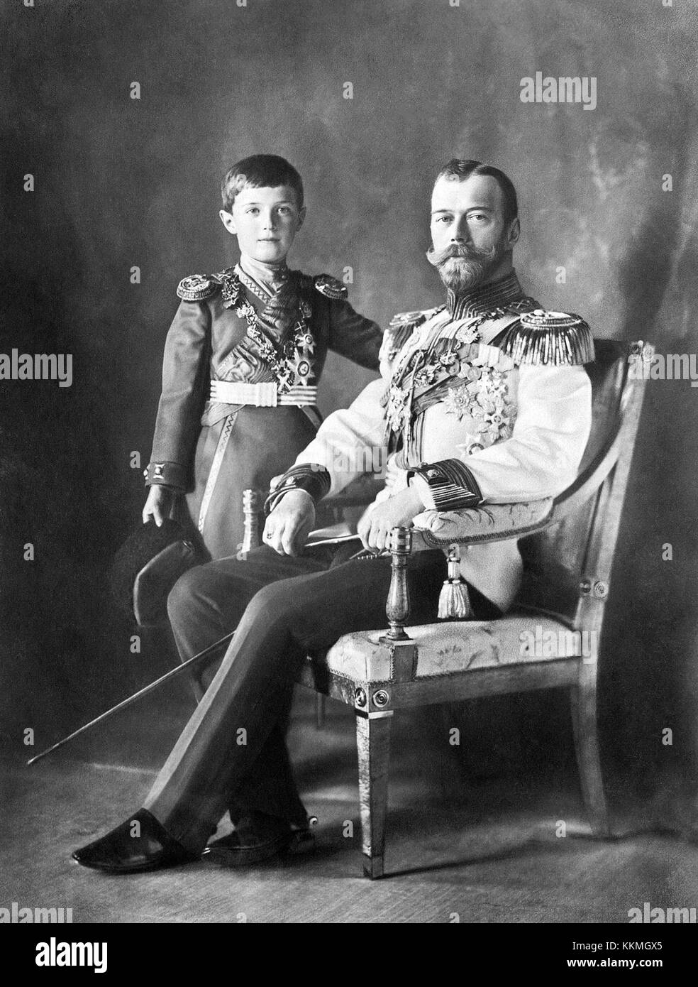 Nicholas II with his son Alexei, portrait photograph Stock Photo - Alamy