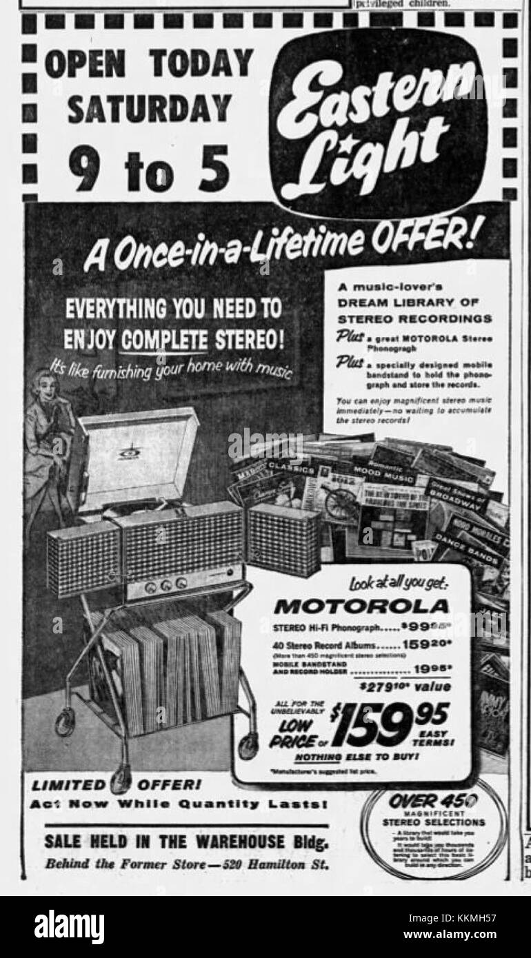 1961 - Eastern Light Company - 23 Dec MC - Allentown PA Stock Photo - Alamy