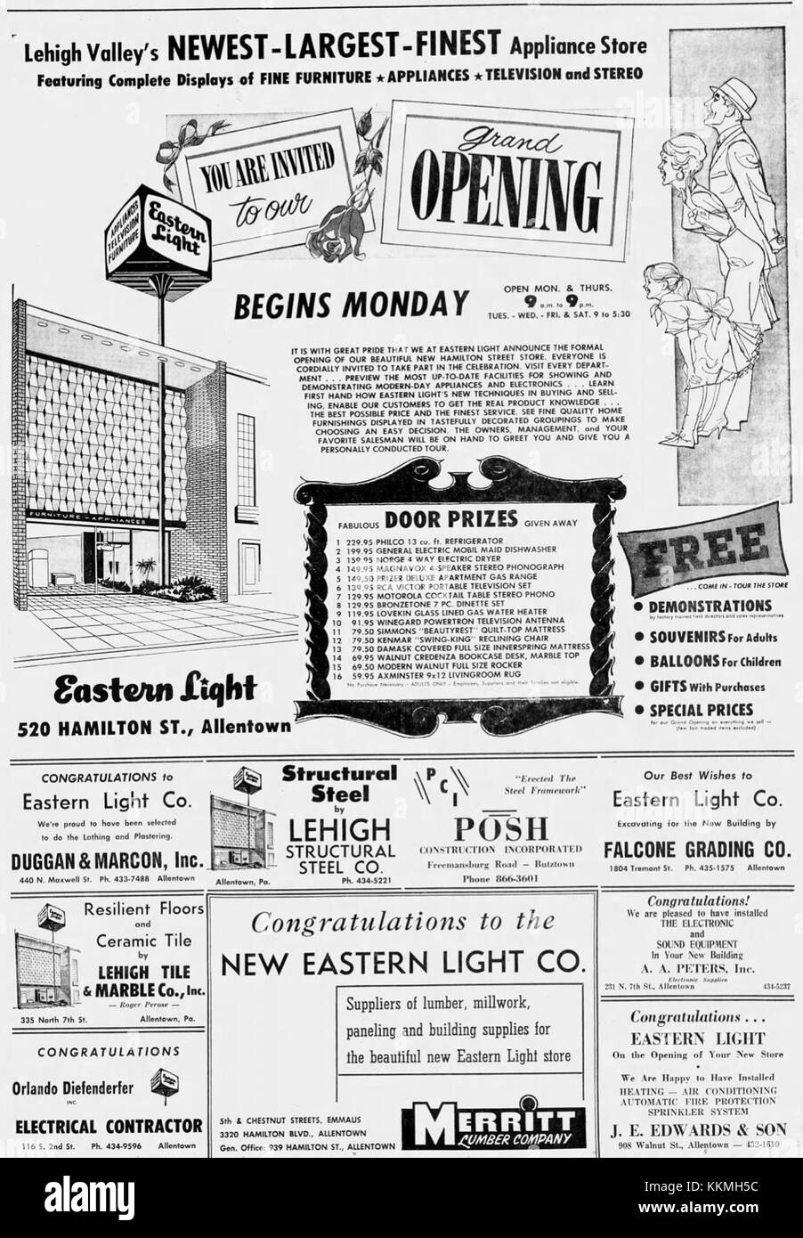 1963 - Eastern Light Company - 13 Jan MC - Allentown PA Stock Photo - Alamy