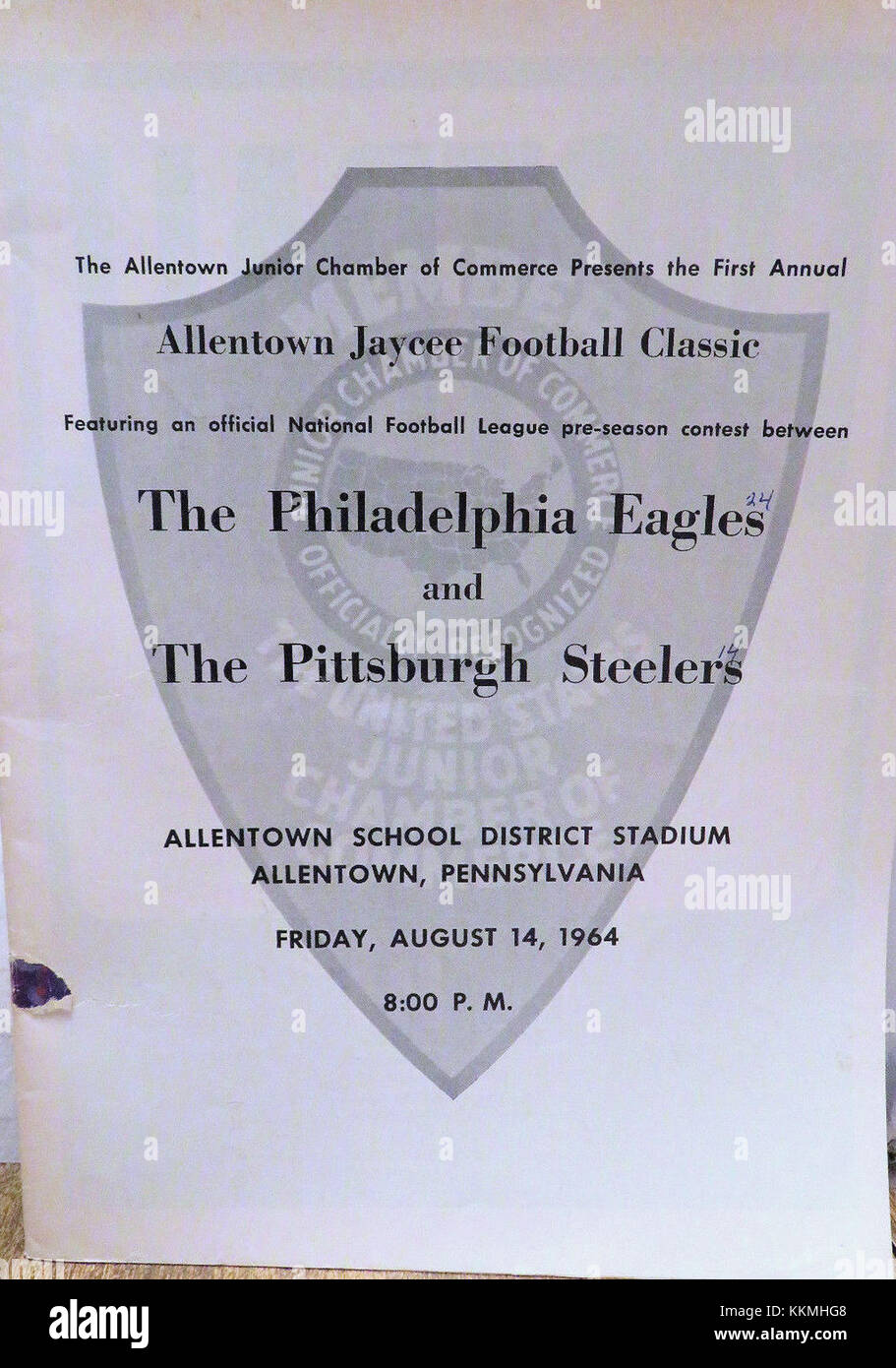The 1964 program for the game between the Eagles and Steelers at ASD ...