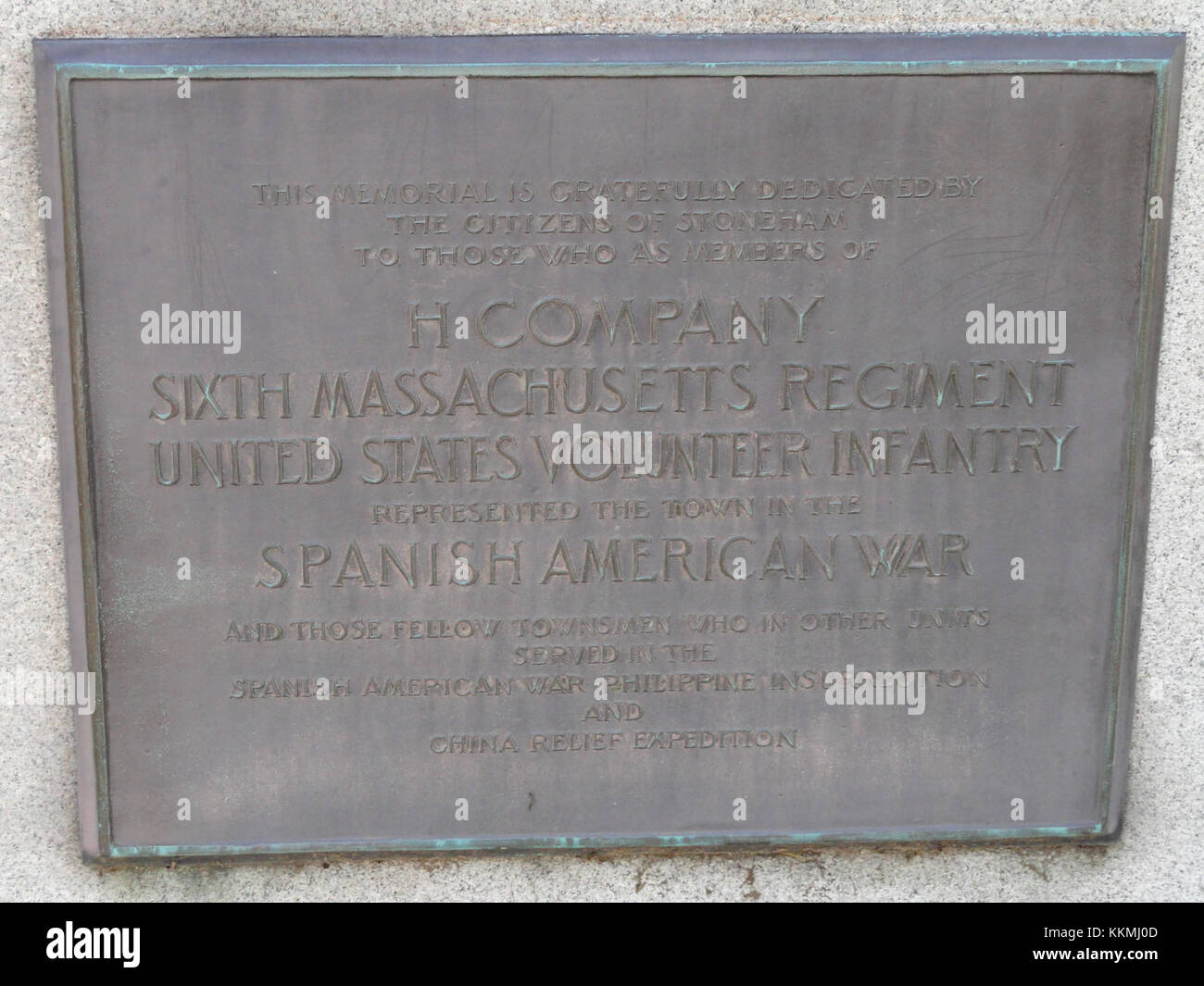 This Spanish War Memorial plaque, located in Stoneham, Massachusetts ...