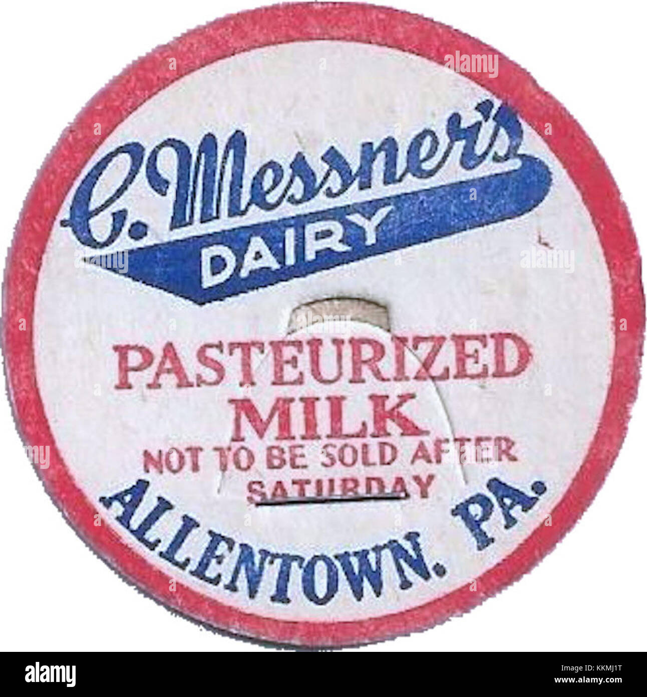 The 1945 Messner Dairy Lid from Allentown, PA, represents a piece of ...