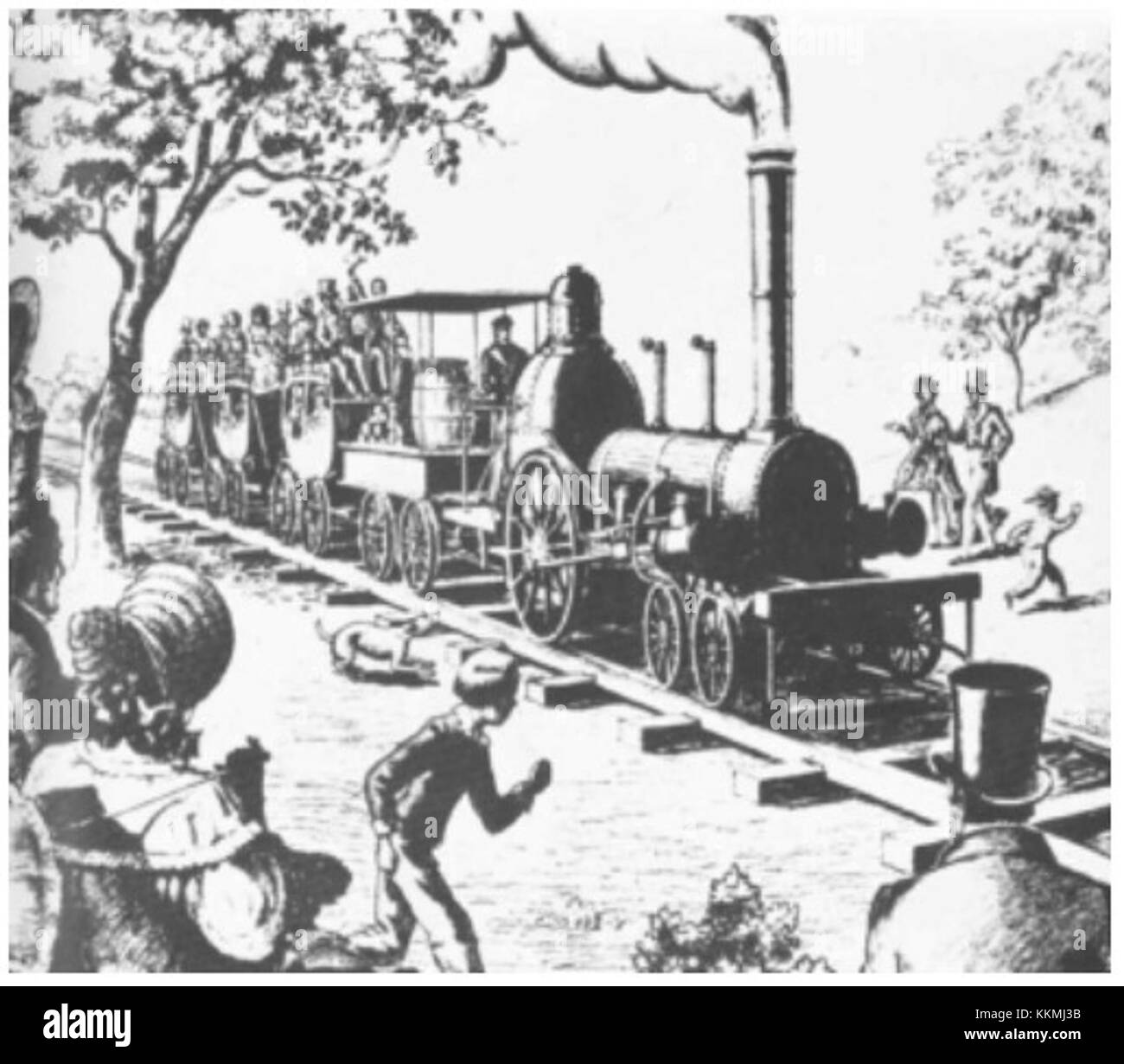 This sketch illustrates the first train leaving City Point in 1838, an ...