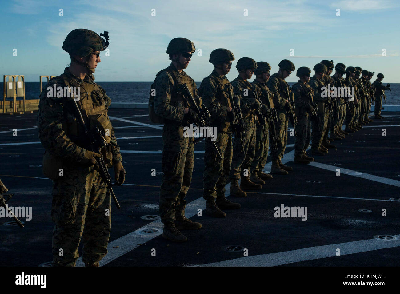 U.S. Marines with 26th Marine Expeditionary Unit (MEU), face up-range ...