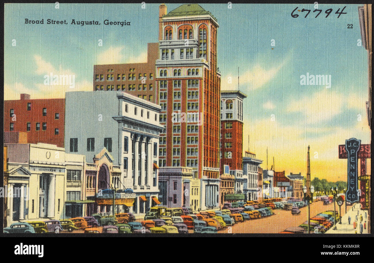 This photograph captures Broad Street in Augusta, Georgia, showcasing ...