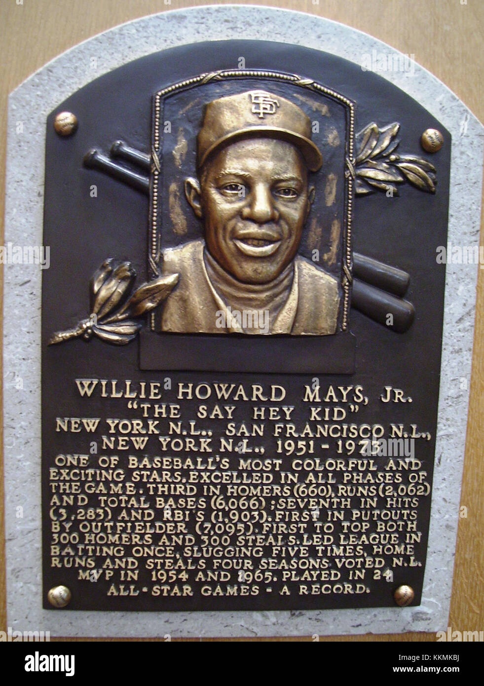 This plaque commemorates Willie Mays, an iconic American baseball ...
