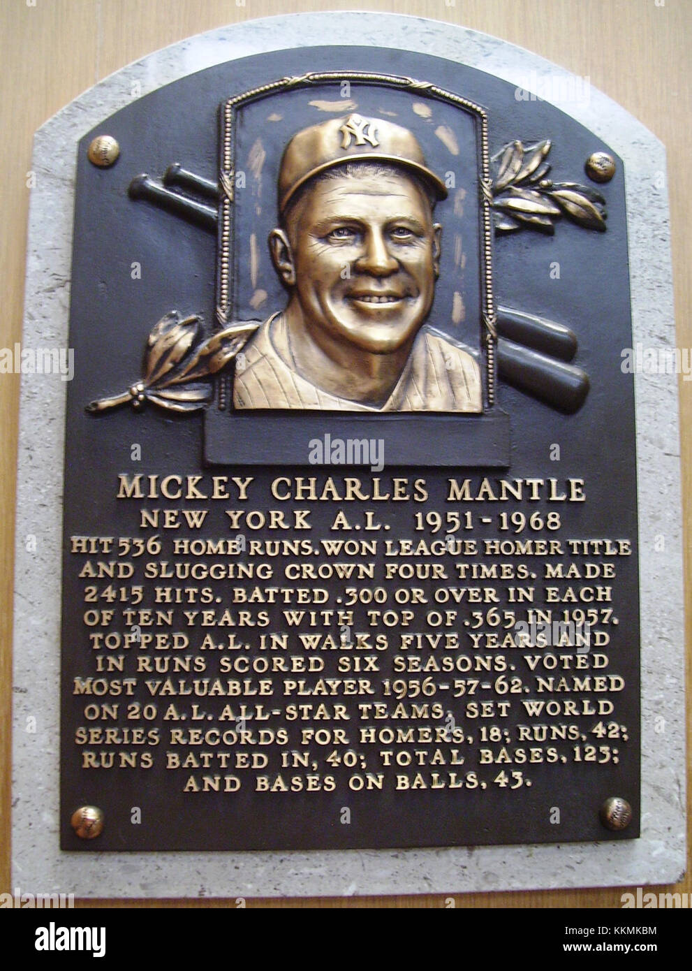 This plaque honors Mickey Mantle, one of the most celebrated baseball ...