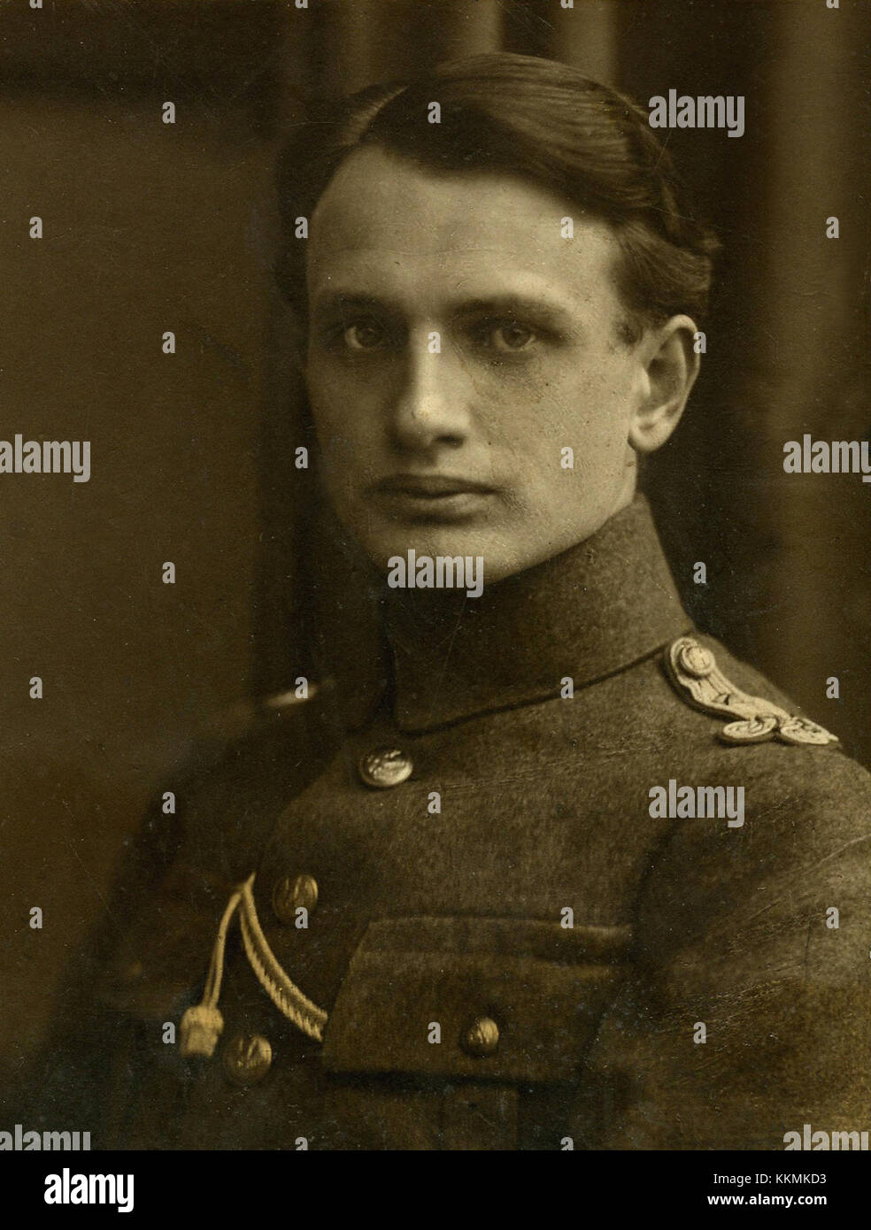 The 1918 photograph of a young man in a military uniform with the rank ...