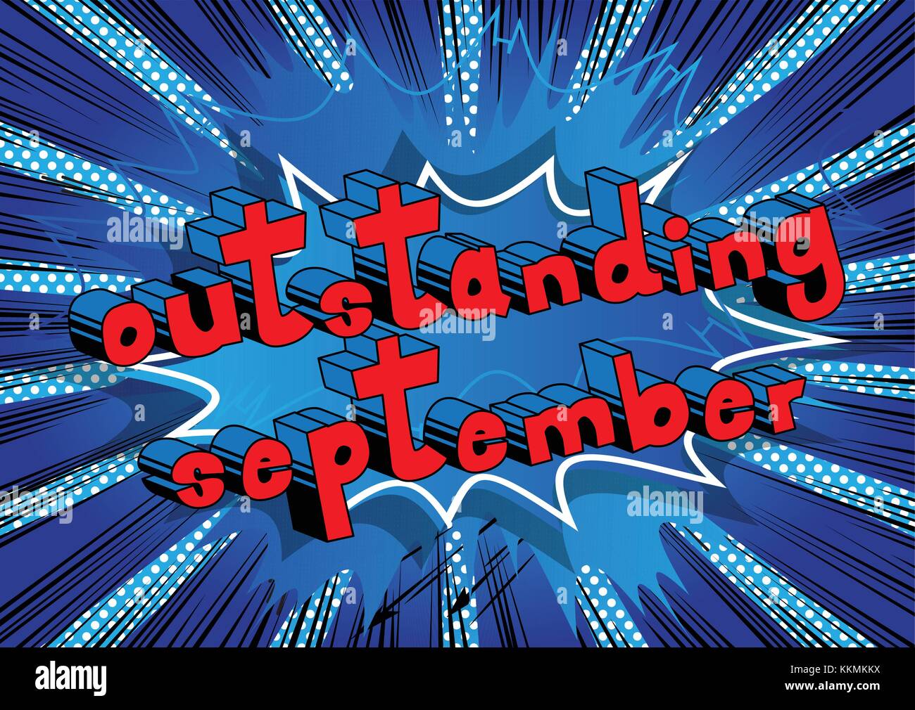 Outstanding September - Comic book style word on abstract background ...