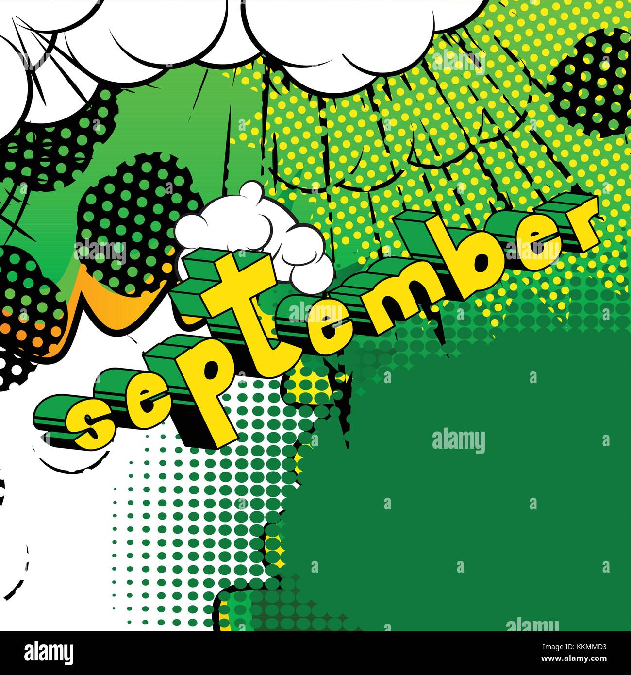 September - Comic book style word on abstract background Stock Vector ...