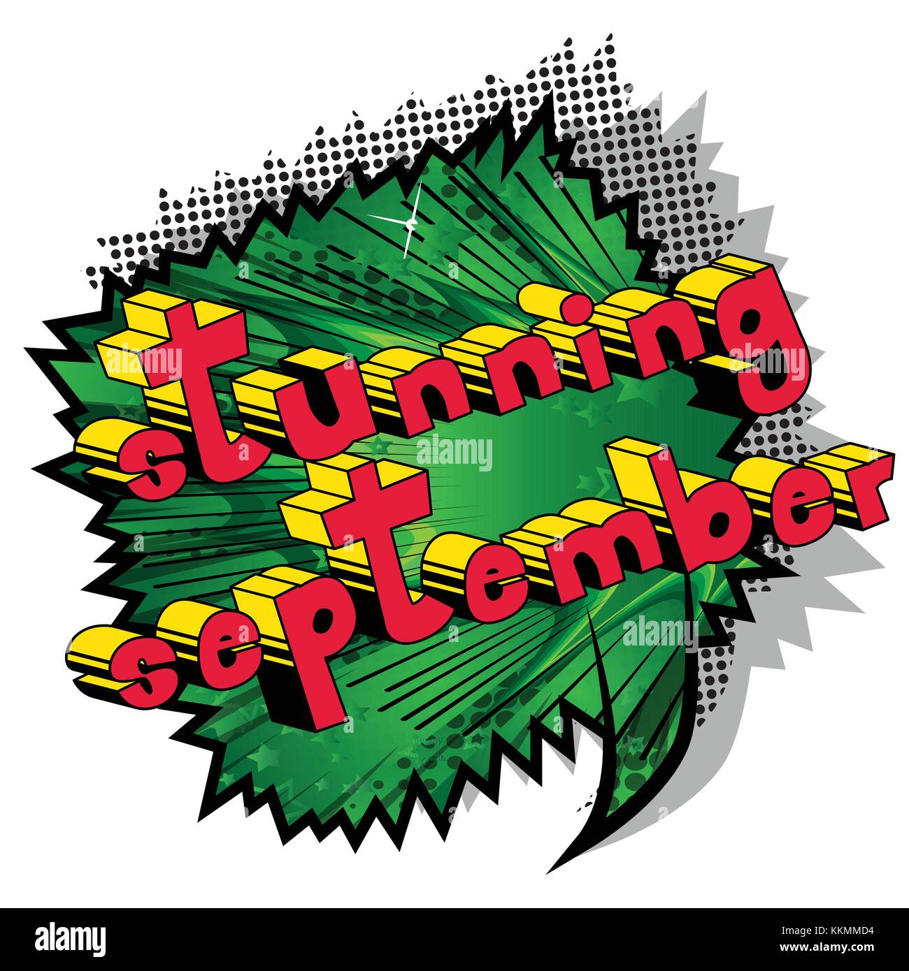 Stunning September - Comic book style word on abstract background Stock ...