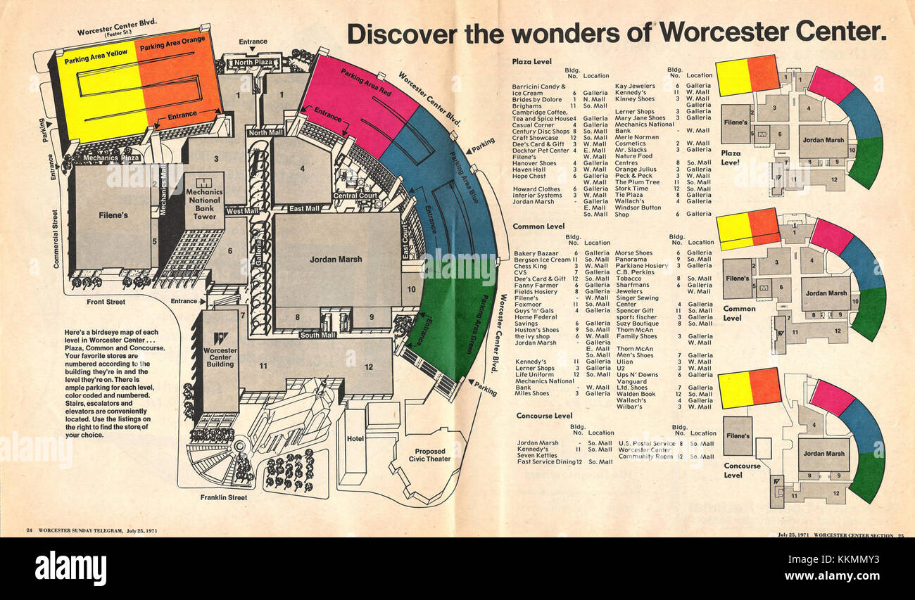 A map of the Worcester Center Galleria, a former shopping mall in ...
