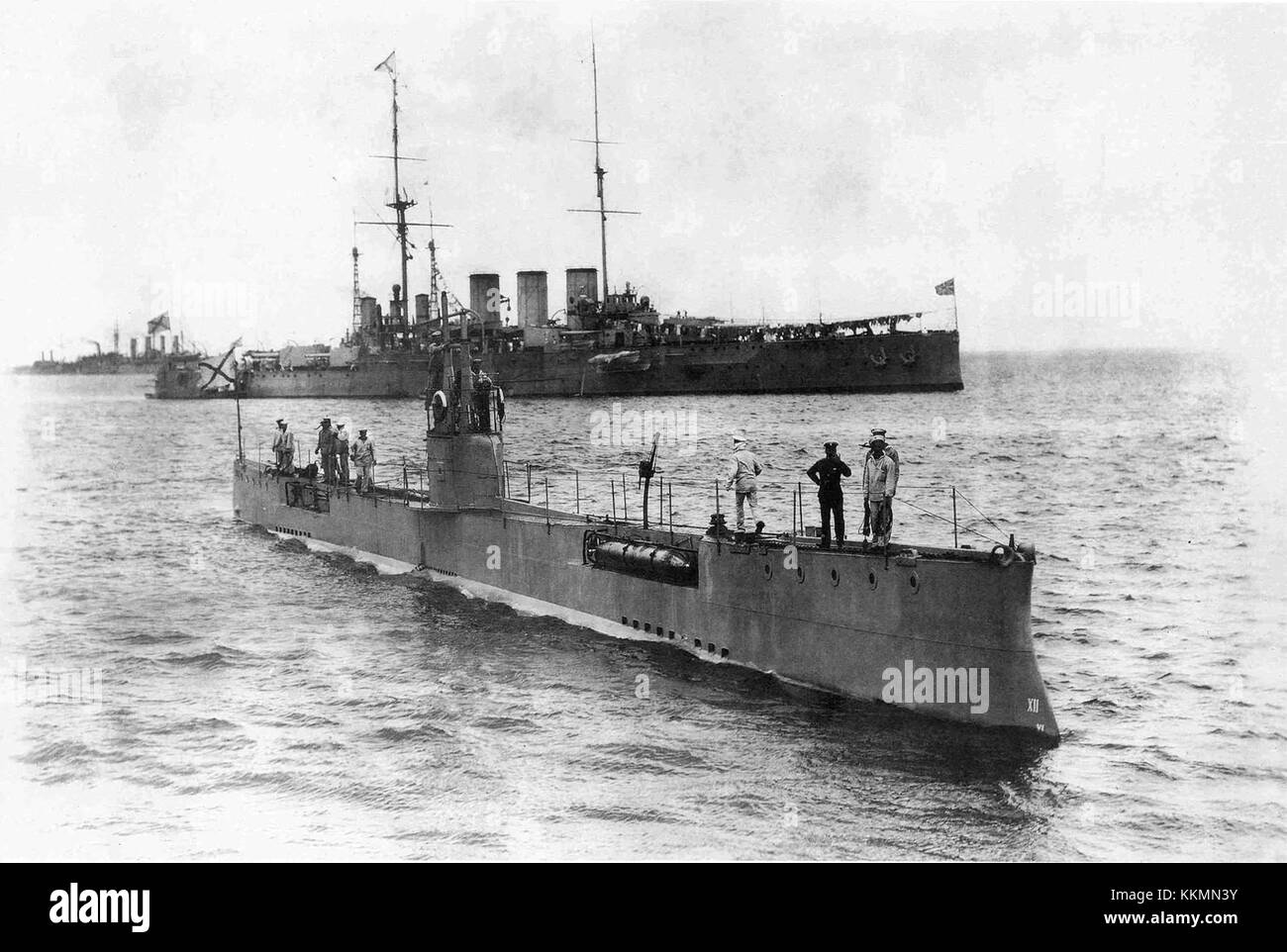 Photograph of the Akula and Ryurik vessels, taken in 1913, depicting ...