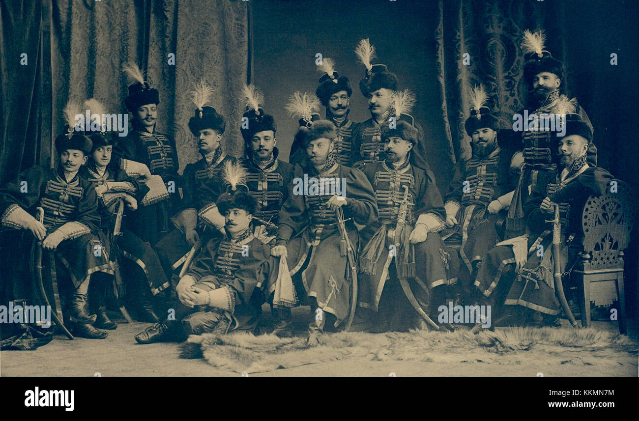 The image captures a group of officers from the Preobrazhensky Regiment ...