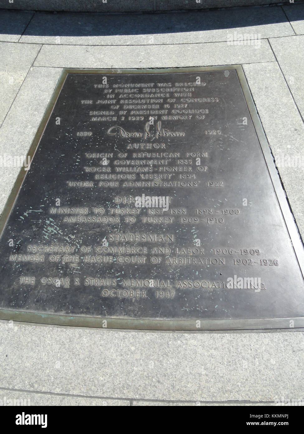 The Oscar Straus Memorial plaque commemorates the life and legacy of ...