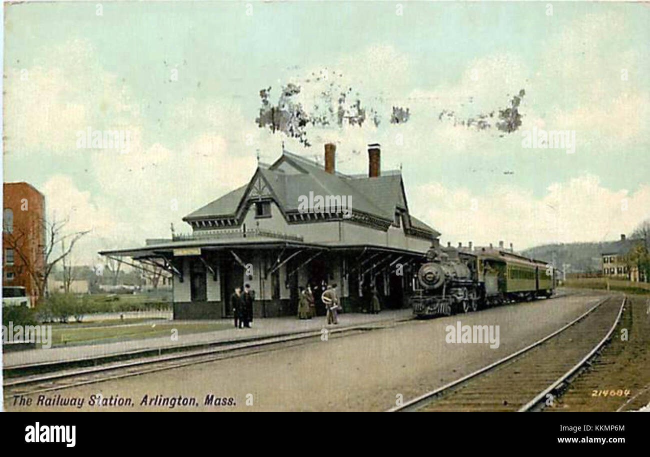 This postcard from 1925 features Arlington Station, a notable ...