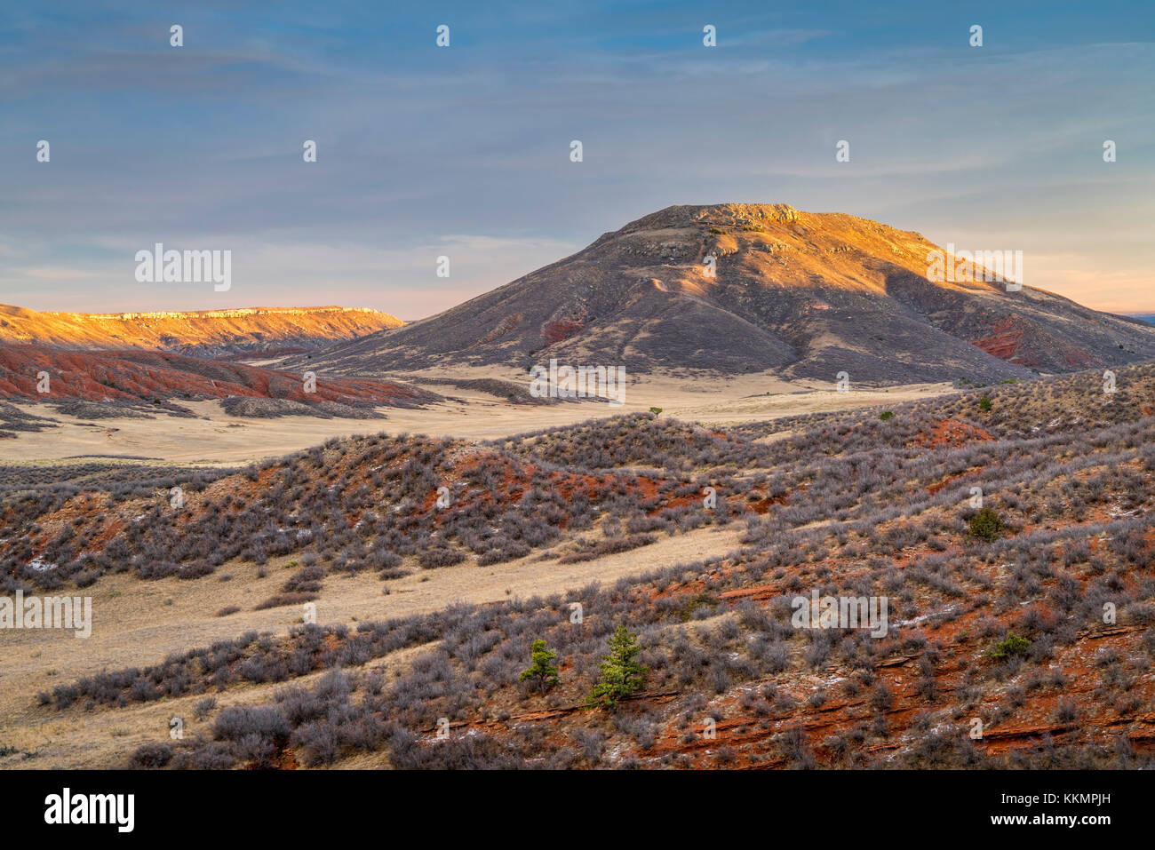 Table Mountain in sunset light , Red Mountain Open Space in northern ...