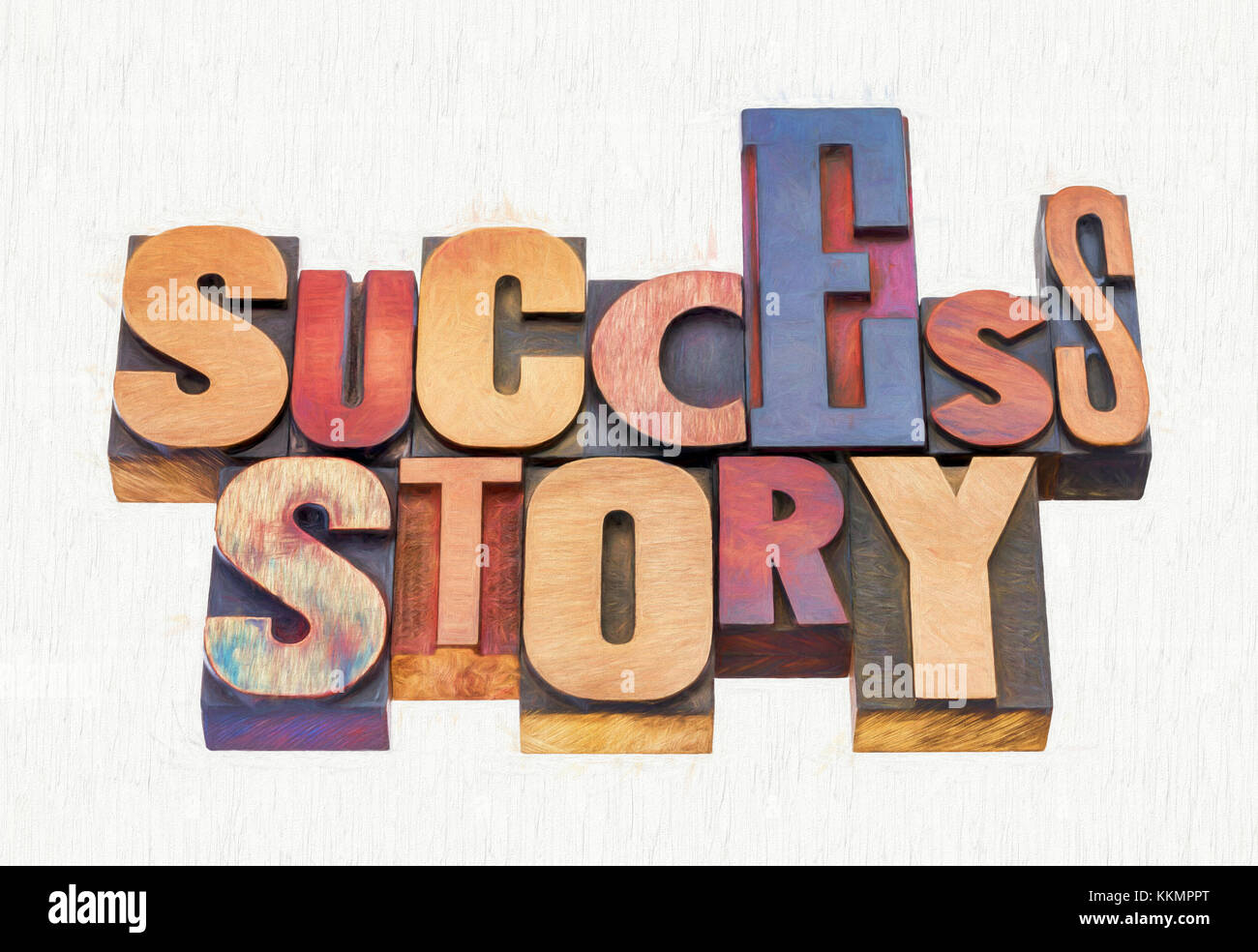 success story word abstract - text in vintage letterpress wood type ...