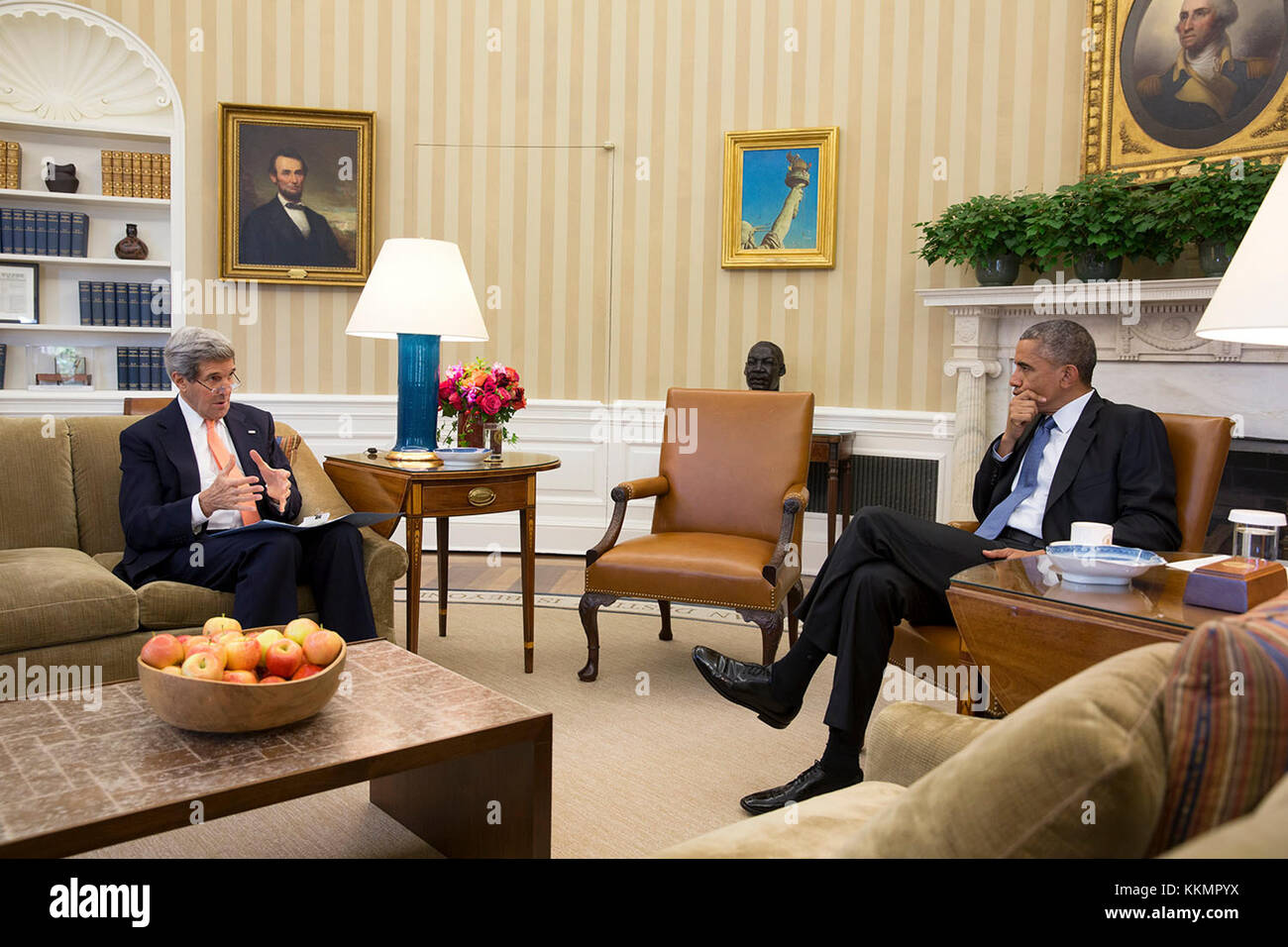 President Barack Obama meets with Secretary of State John Kerry in the ...