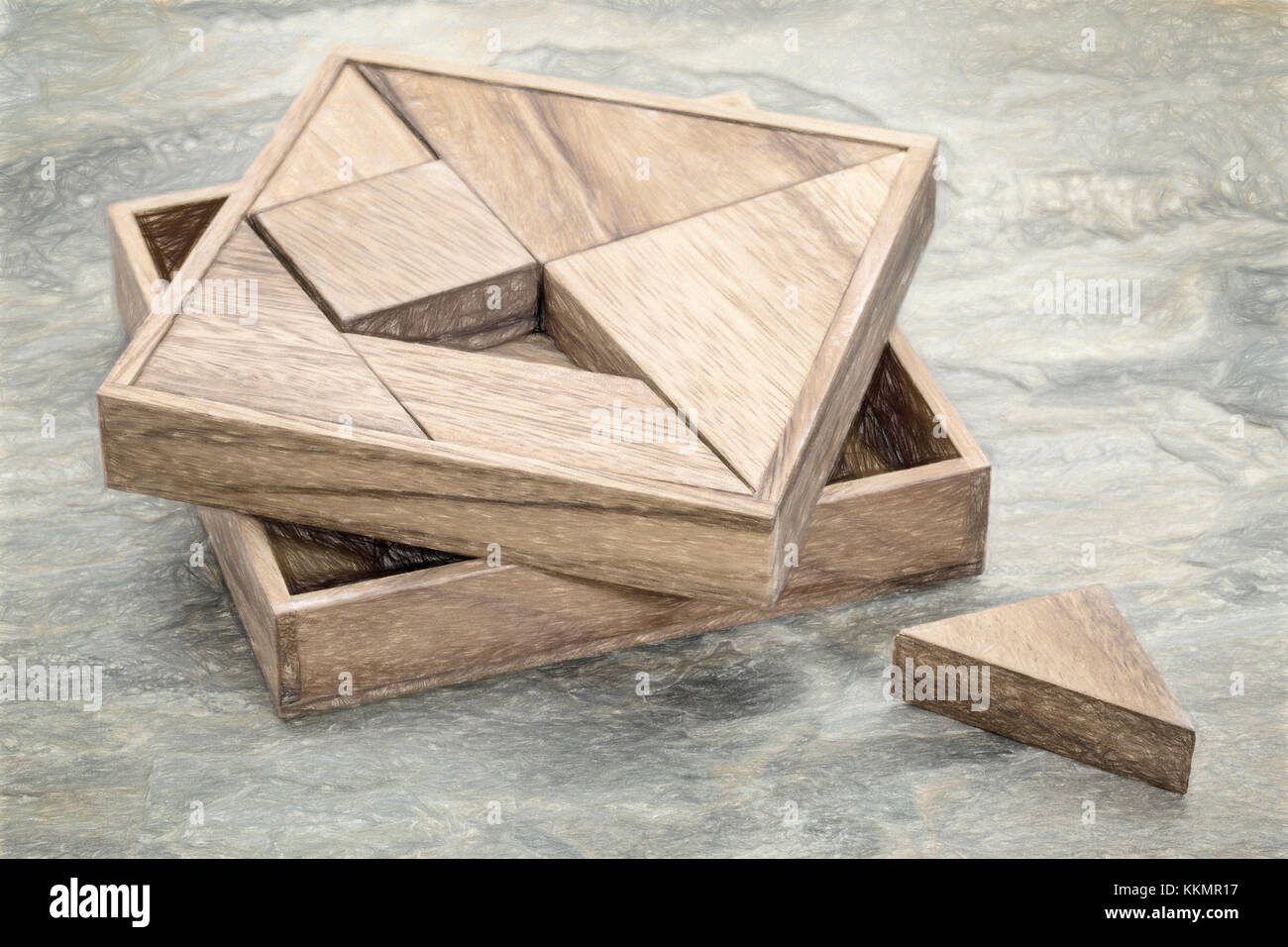 Tangram, a traditional Chinese Puzzle Game made of different wood parts ...