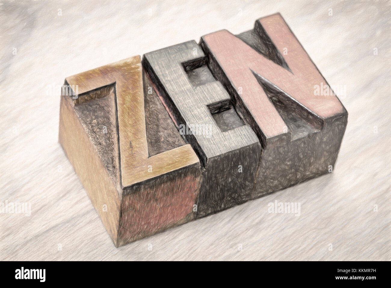 zen - word abstract in vintage wooden letterpress printing blocks ...