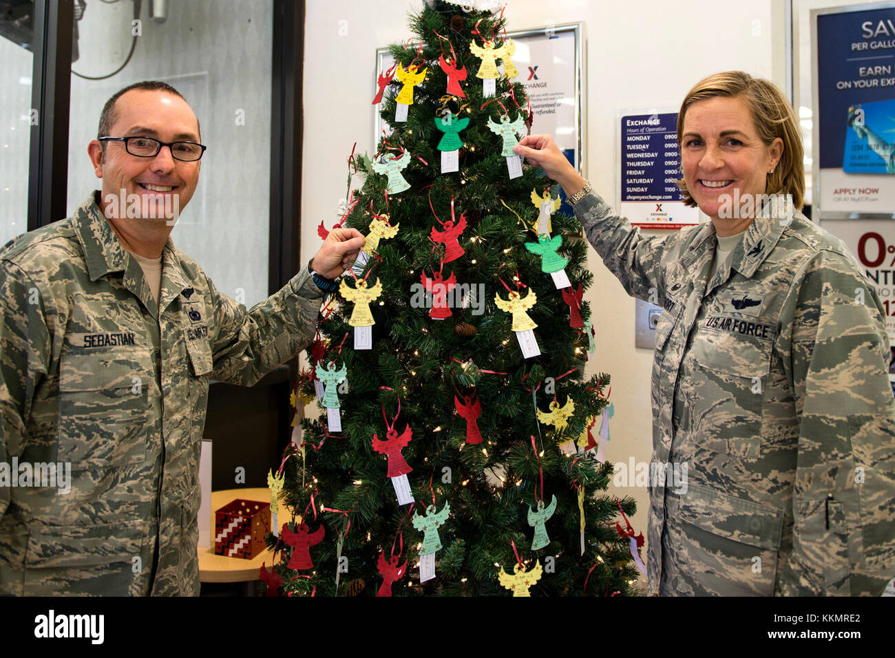 Chief Master Sgt. Jarrod Sebastian, left, 23d Wing command chief, and ...