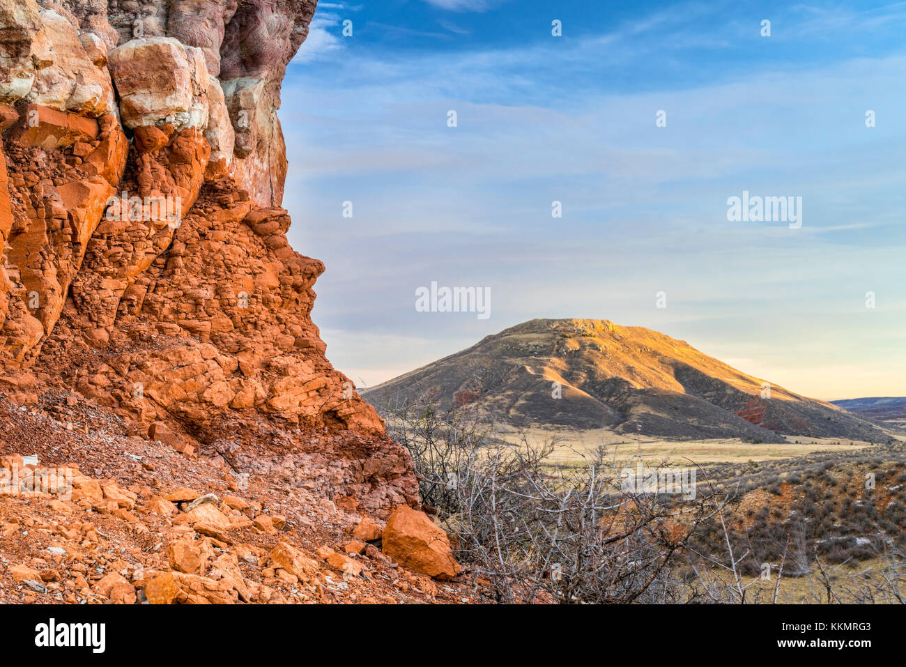 Table Mountain in sunset light , Red Mountain Open Space in northern ...