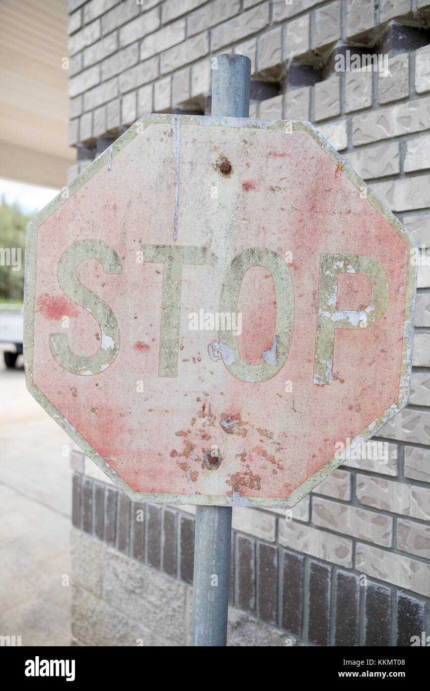 Vintage Stop Sign Stock Photo - Alamy
