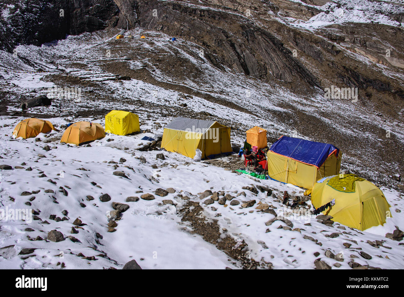 Tents at the Manaslu Basecamp on the Manaslu Circuit Trail, Nepal Stock ...