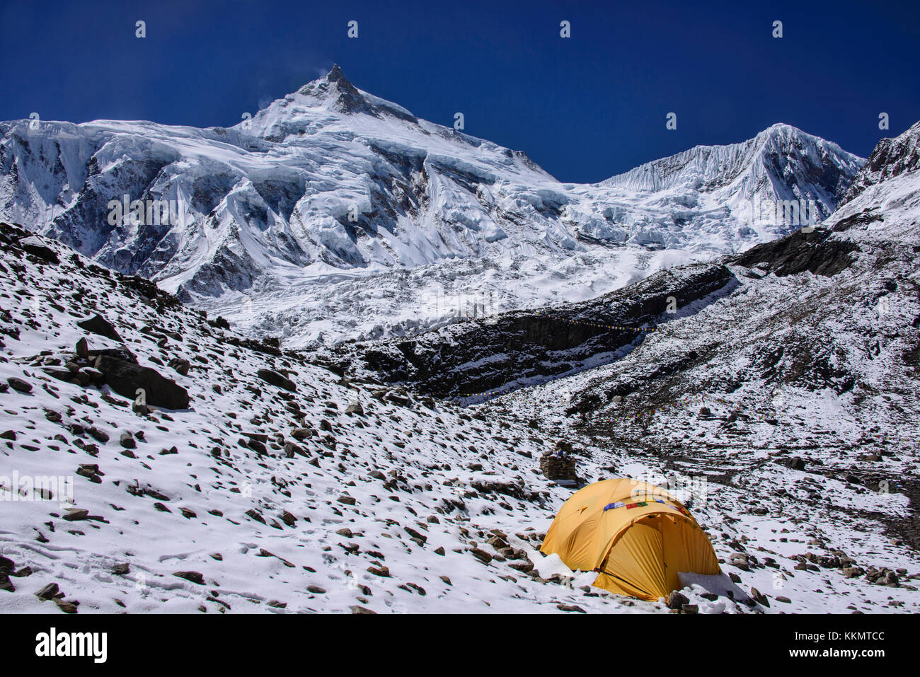 Manaslu, world's eighth highest peak (8,163 metres), seen from Manaslu ...