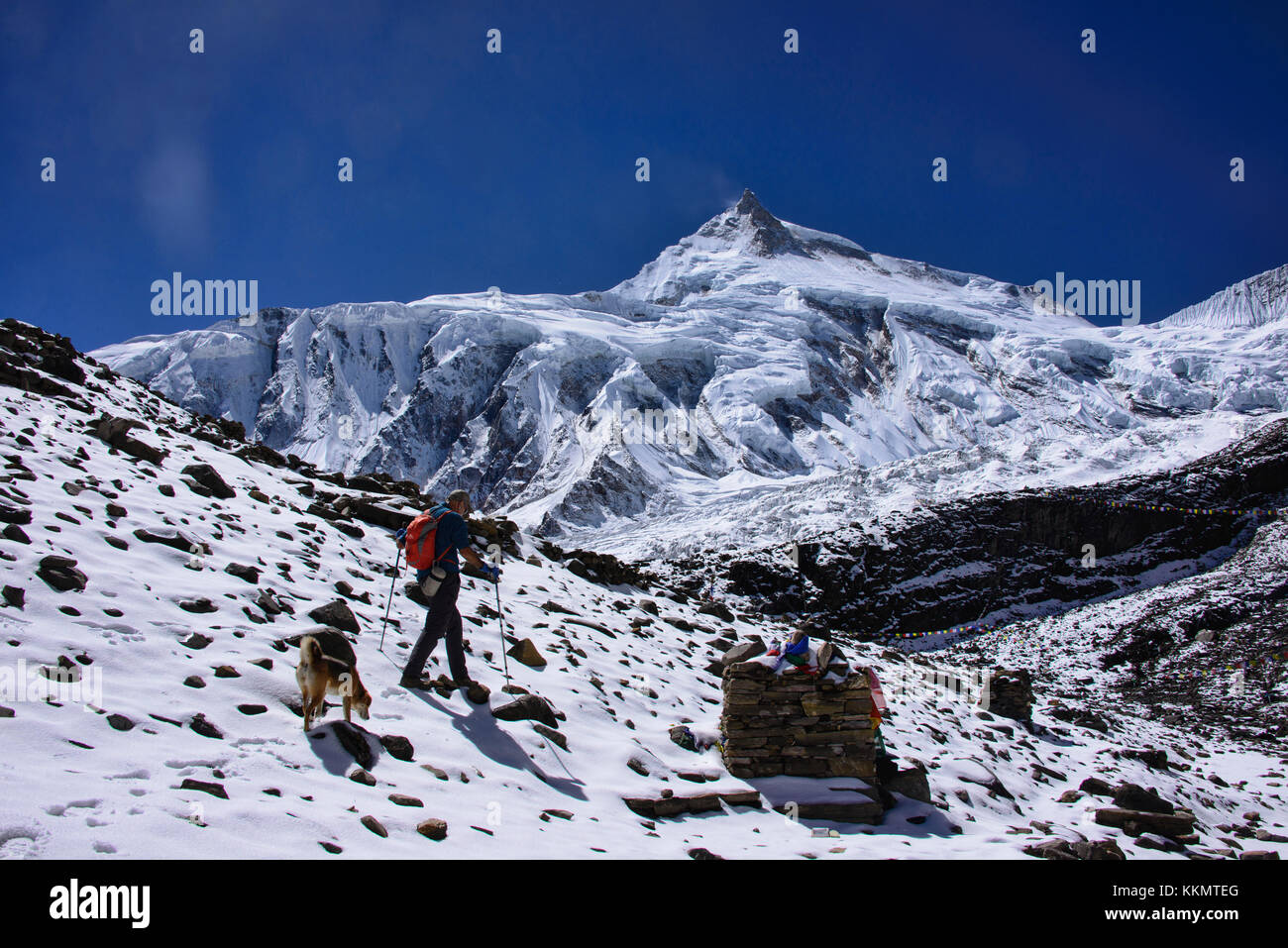 Manaslu, world's eighth highest peak (8,163 metres), seen from Manaslu ...