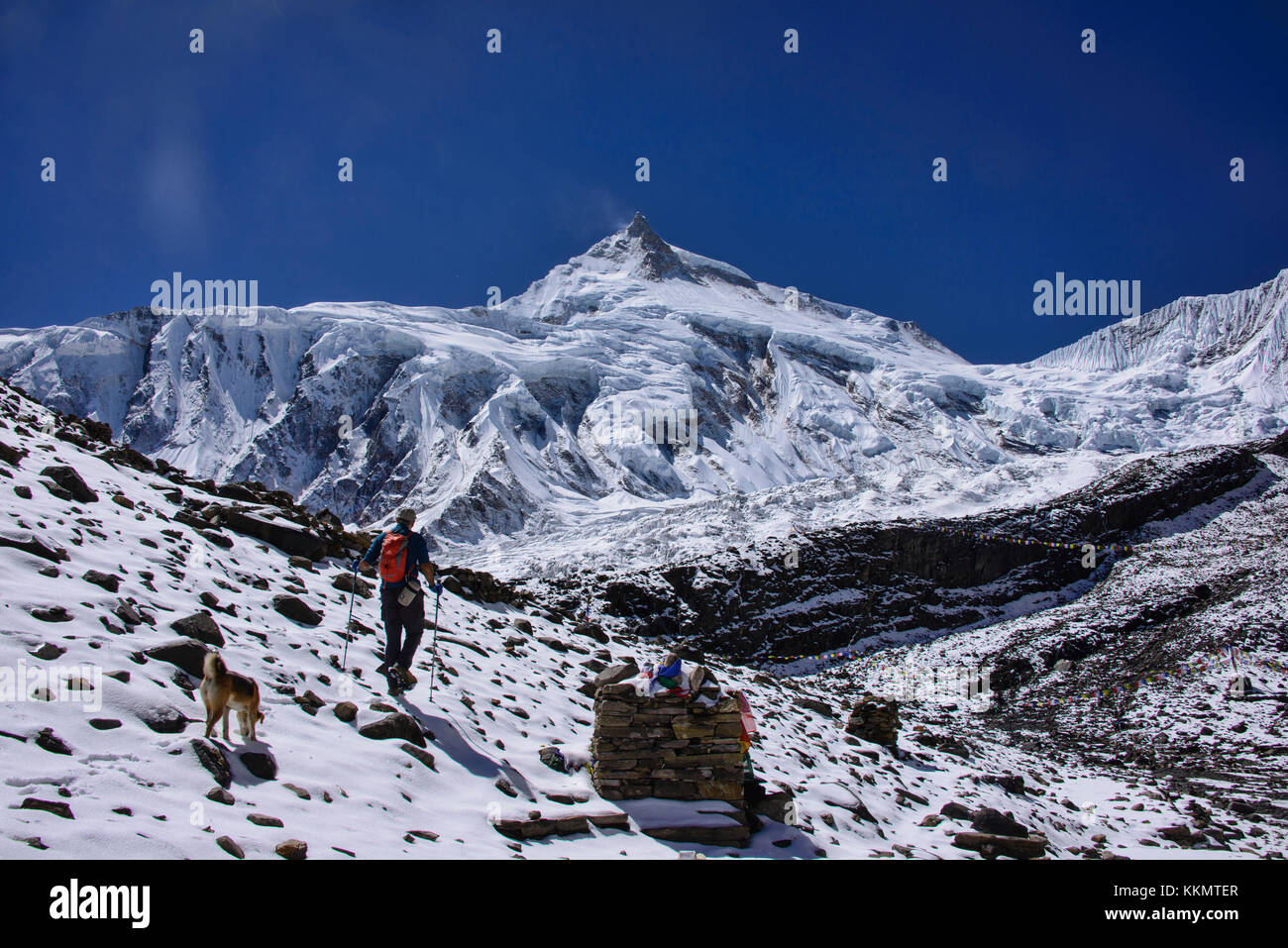 Manaslu, world's eighth highest peak (8,163 metres), seen from Manaslu ...