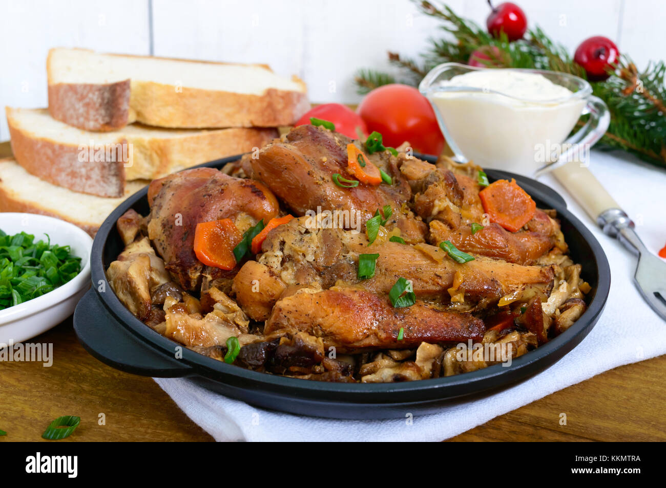 Tender rabbit meat with forest mushrooms. A dietary dish Stock Photo ...
