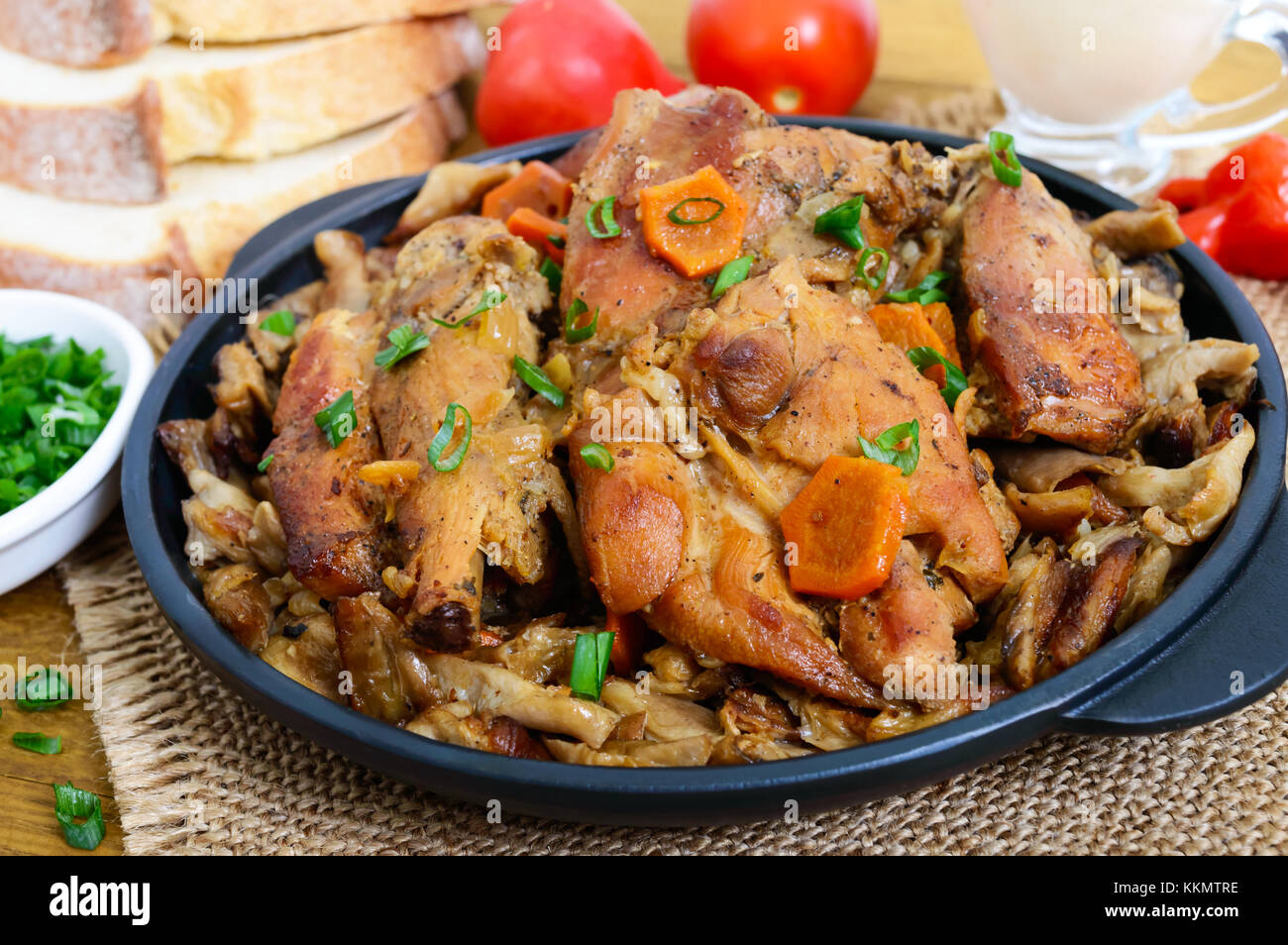 Tender rabbit meat with forest mushrooms. A dietary dish Stock Photo ...