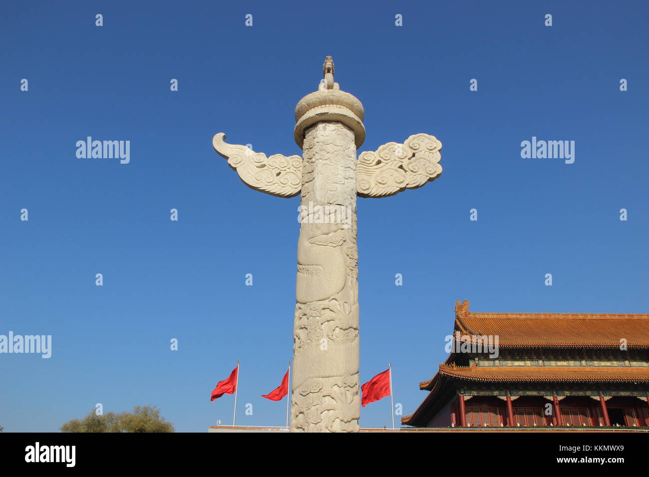 Traditional Chinese stone pillar with carvings - Beijing, CHina Stock ...