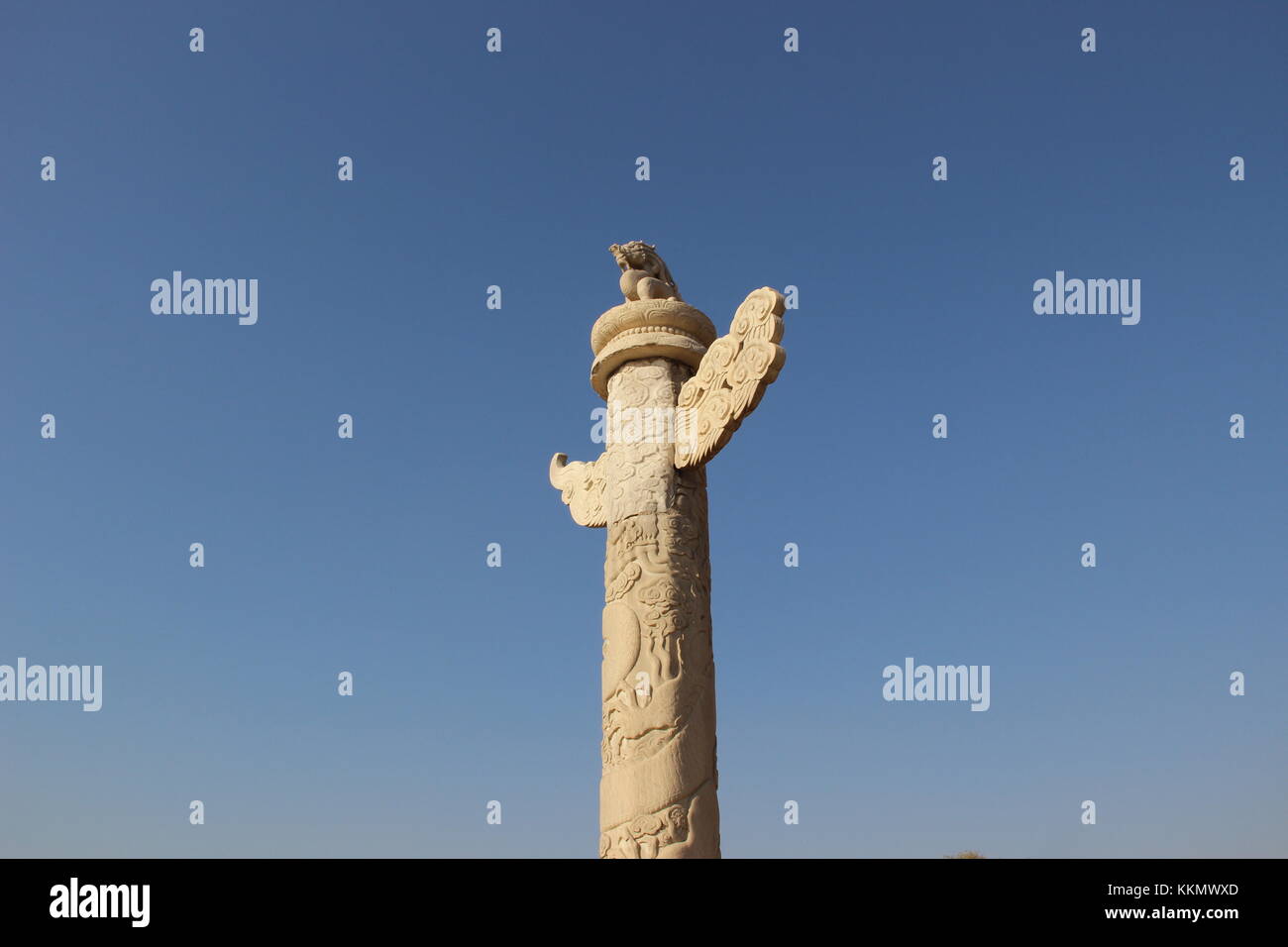 Traditional Chinese stone pillar with carvings - Beijing, CHina Stock ...
