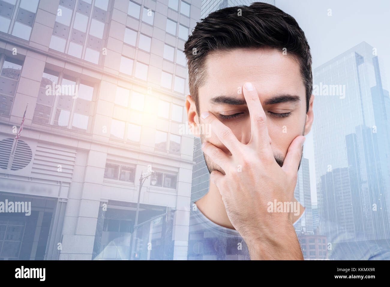 Male model closing eyes hi-res stock photography and images - Alamy