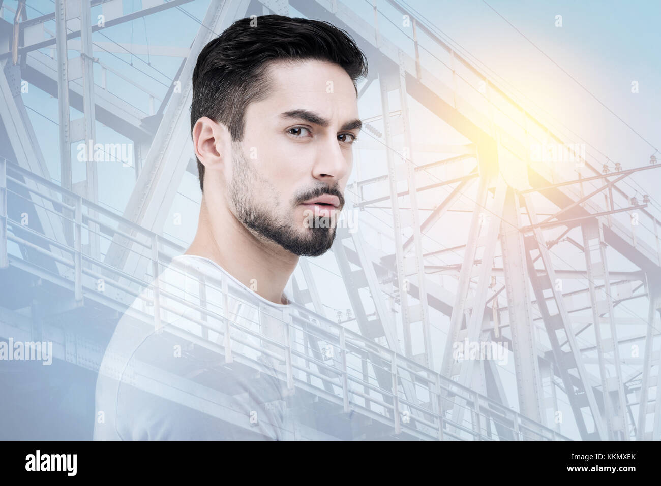 Serious man looking straight at camera Stock Photo - Alamy