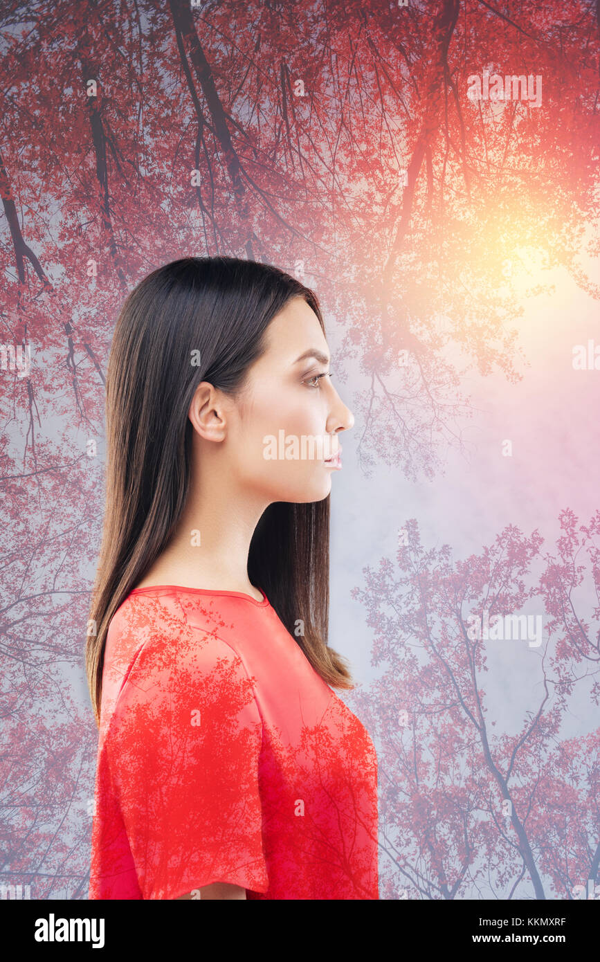 Beautiful model dreaming about vacation Stock Photo - Alamy