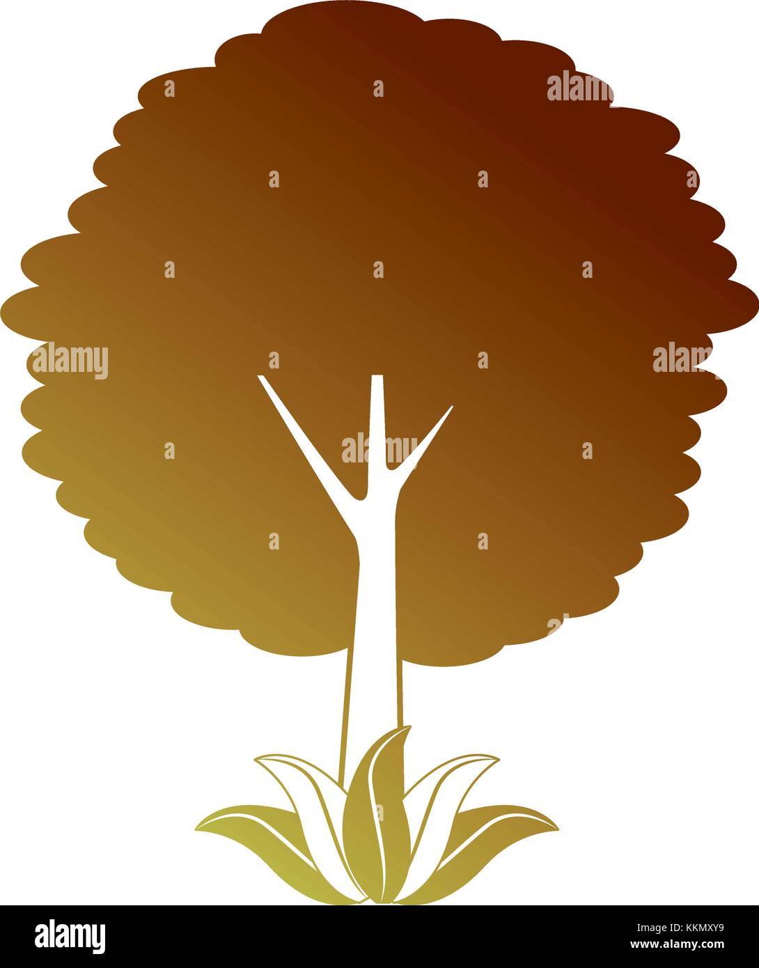 leafy tree leaves trunk foliage natural botanical Stock Vector Image ...