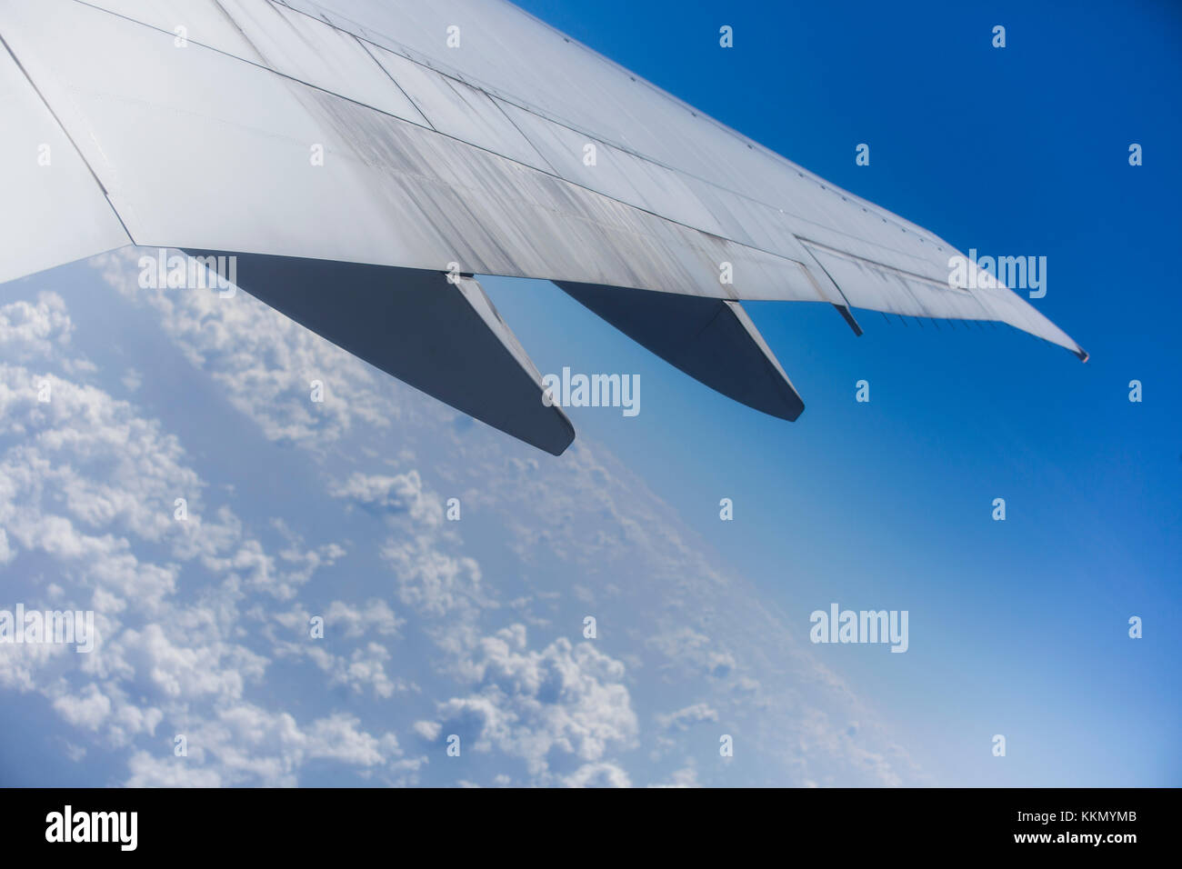 View from the right side of an aircraft of the wing, the plane is ready ...