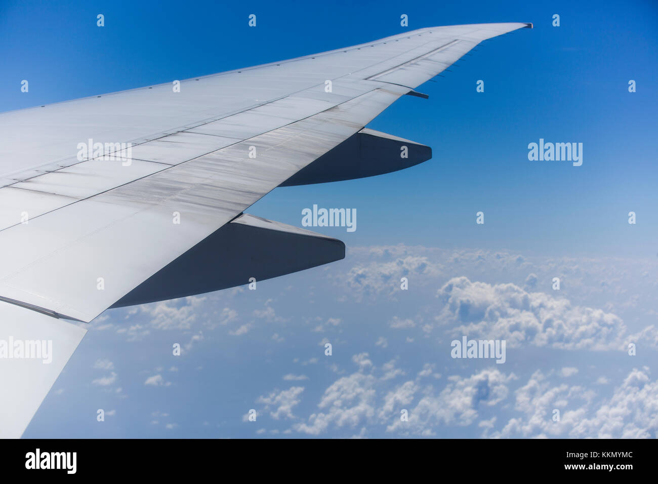 View from the right side of an aircraft of the wing, the plane is ready ...