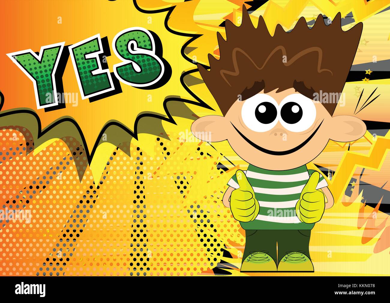 Vector illustrated cartoon boy showing Yes sign Stock Vector Image ...