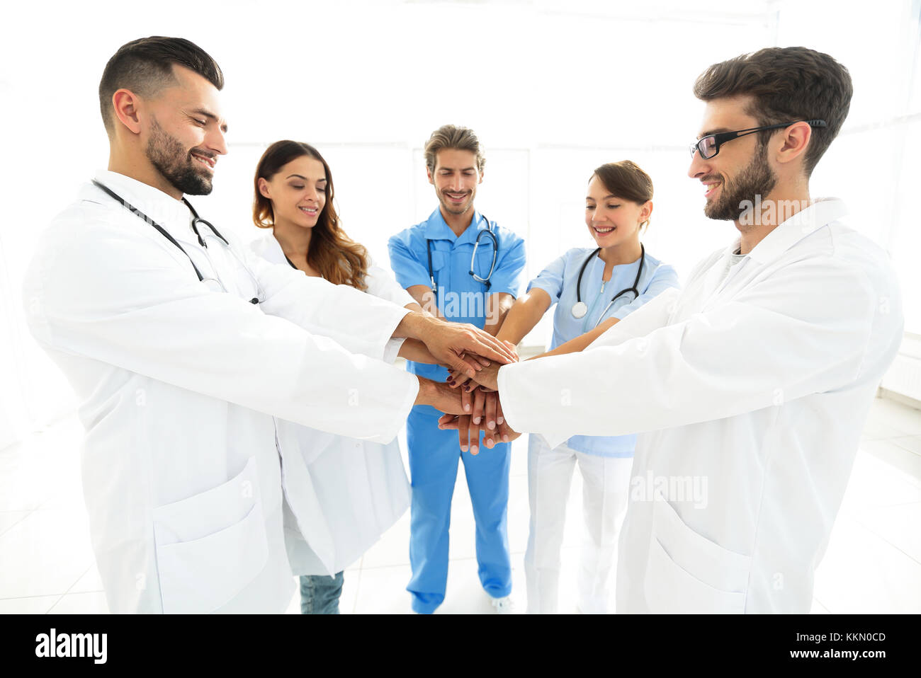 background image of a successful group of doctors on a white background ...