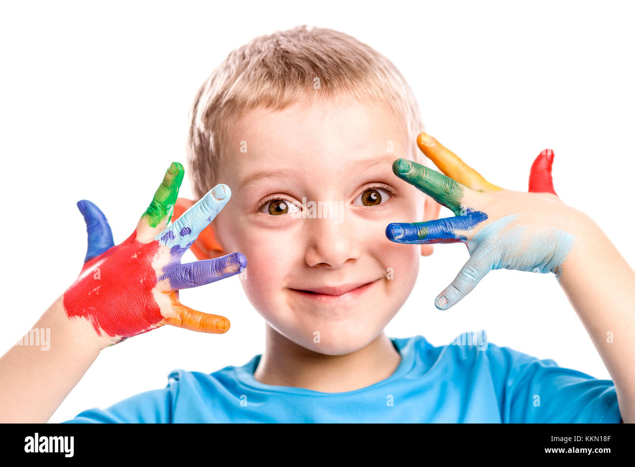 Child paint hands hi-res stock photography and images - Alamy
