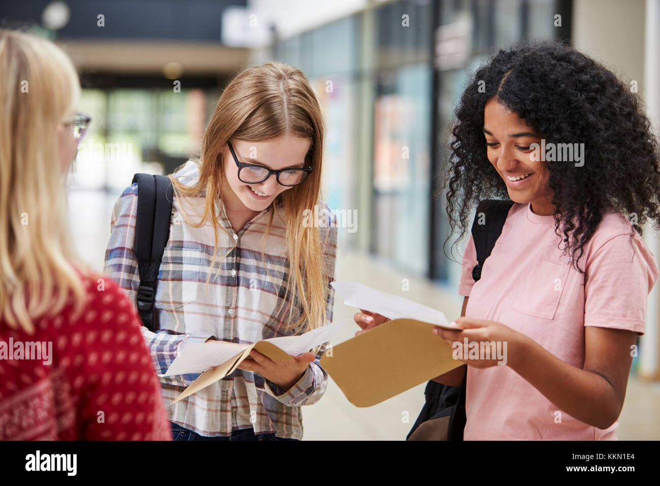 Female College Students Opening Exam Results Stock Photo - Alamy